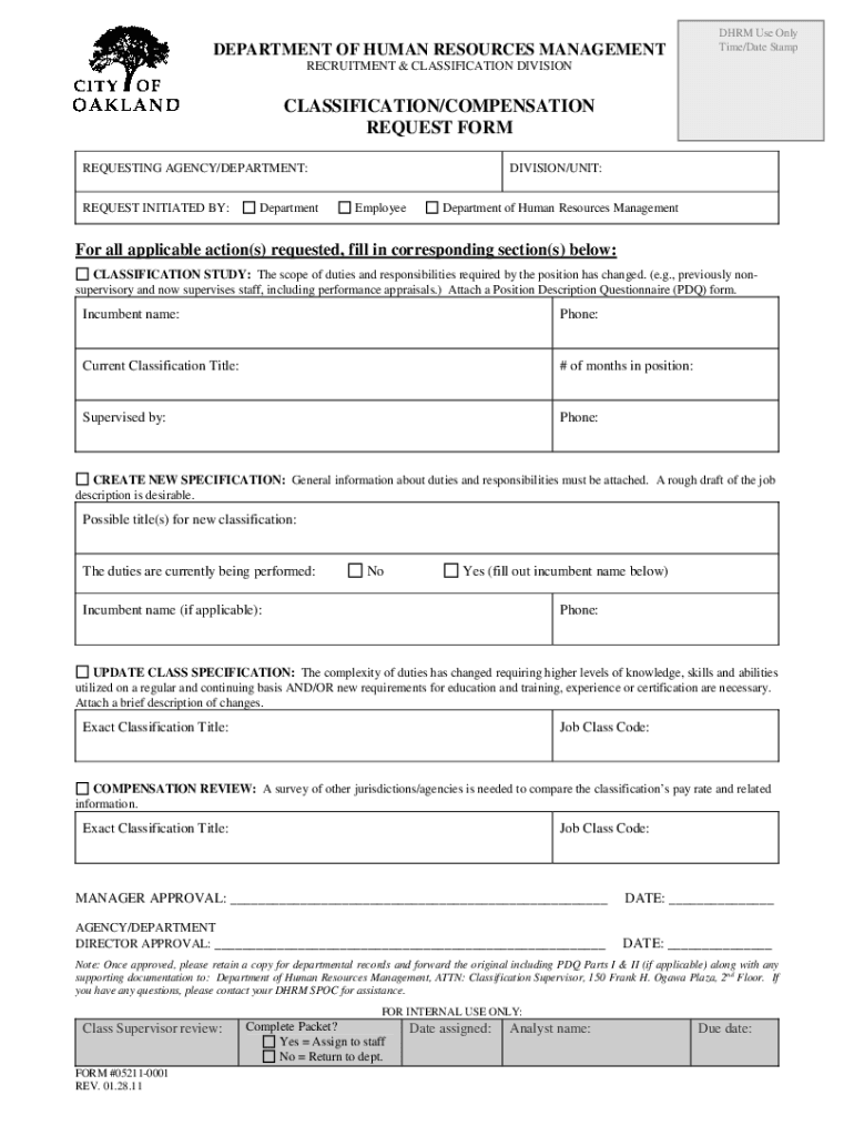 Fillable Online Classification Request Form REV. 01.28.11.doc Fax Email ...