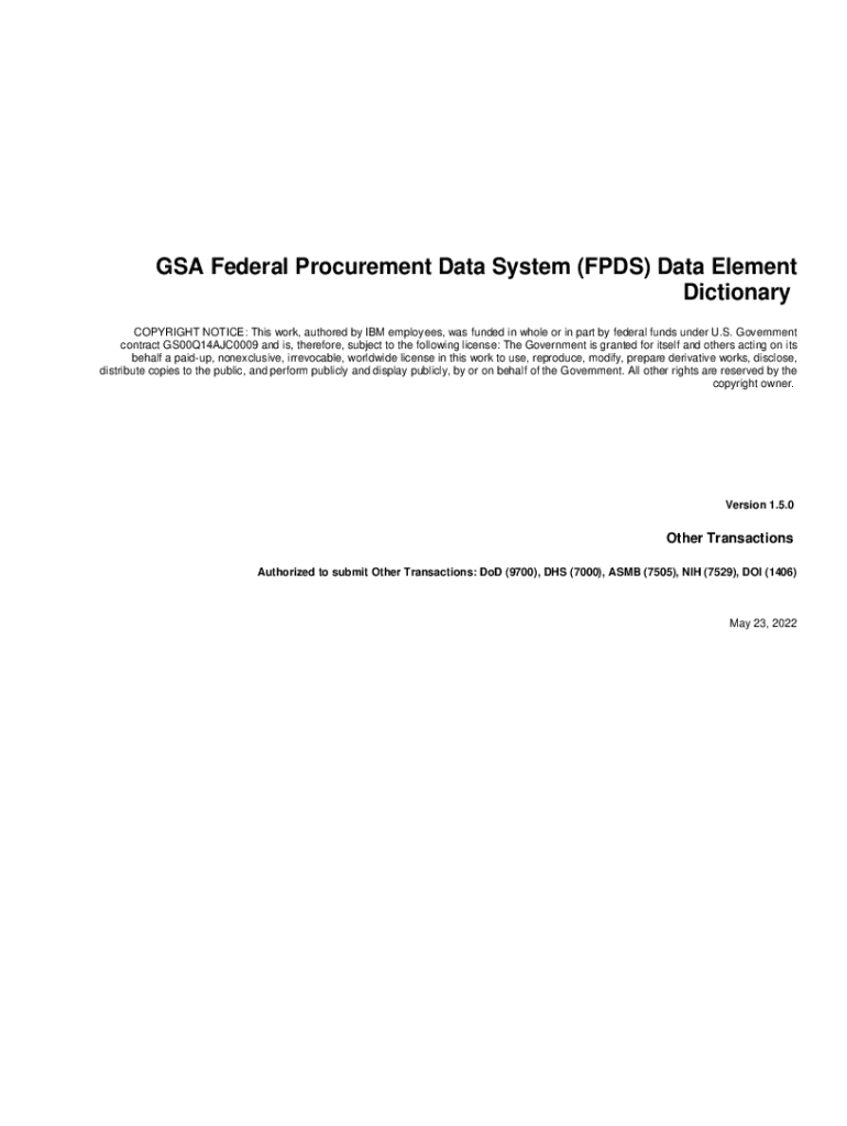 Fillable Online beta.fpds.govFPDSNGDataDictionaryV14OTGSA Federal ...