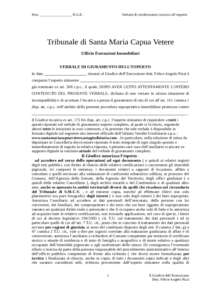 TRIBUNALE DI SANTA MARIA CAPUA VETERE Doc Template | pdfFiller