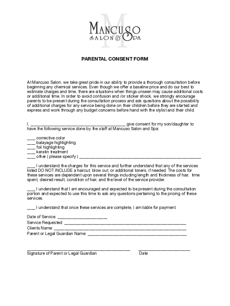 Fillable Online FREE 11+ Sample Parental Consent Forms in PDFMS ...