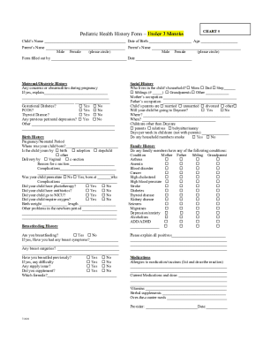 Fillable Online Pediatric Health History FormUnder 3 Months CHART Fax ...