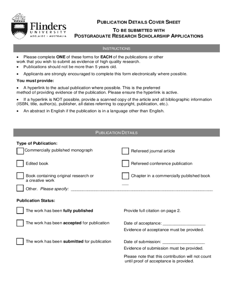 Fillable Online Publication Cover Sheet Fax Email Print - pdfFiller