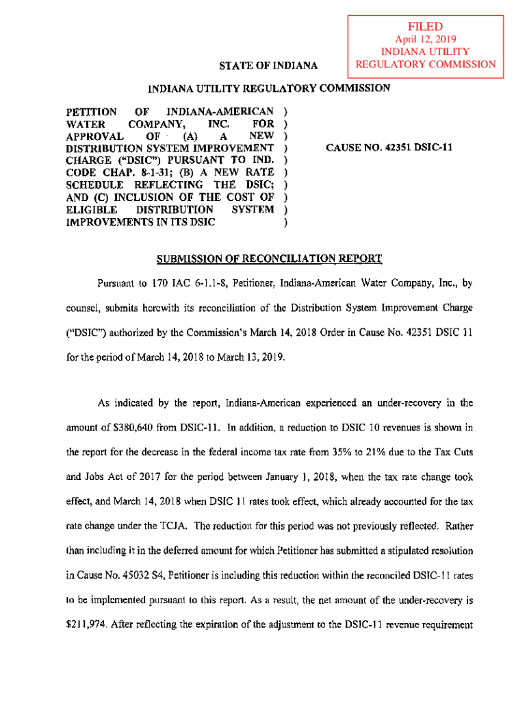 Fillable Online STATE OF INDIANA INDIANA UTILITY REGULATORY COMMISSION ...