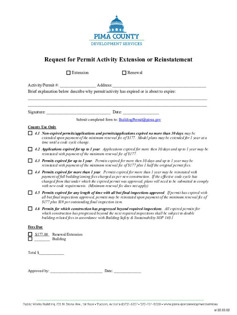 Fillable Online Request for Permit Activity Extension or Reinstatement ...