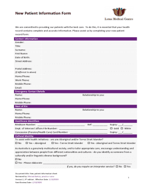 Fillable Online FREE 10+ Sample Patient Information Forms in PDFMS ...