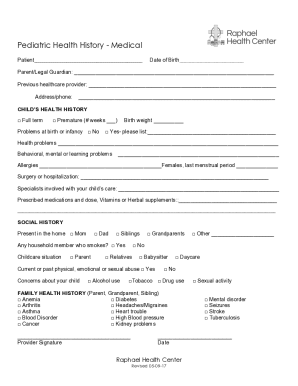 Fillable Online NEW PATIENT HEALTH HISTORY FORM PEDIATRIC Fax Email ...