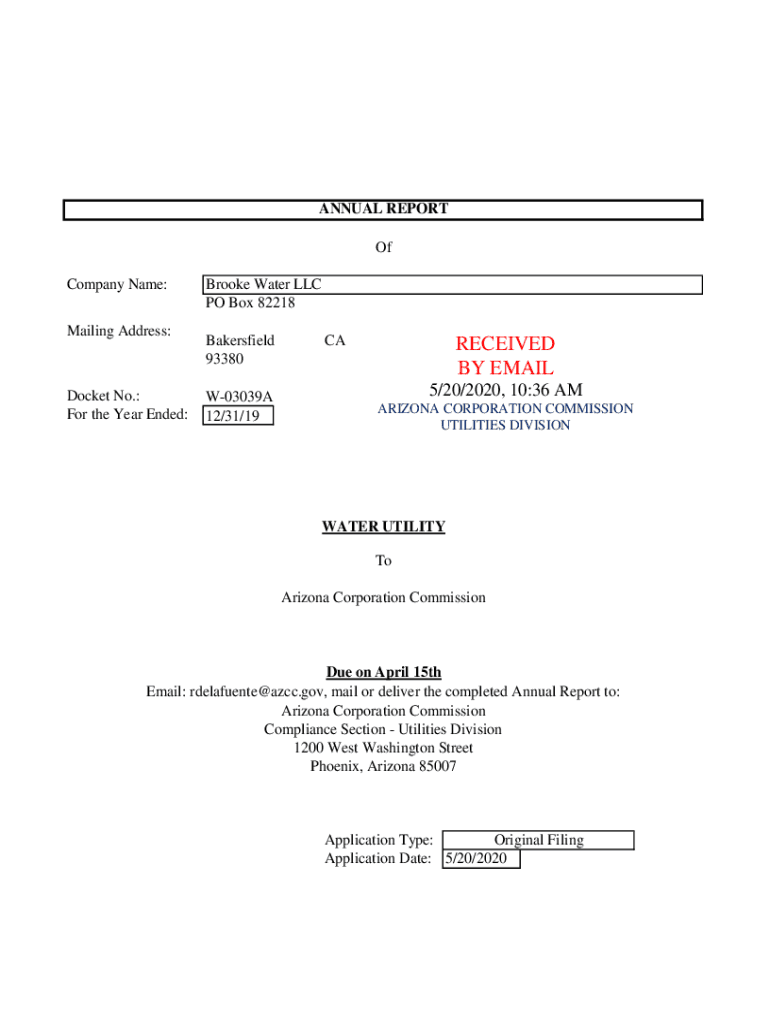 Fillable Online Fillable Online Company Name: Mailing Address: ANNUAL REPORT Of ... Fax Email ...