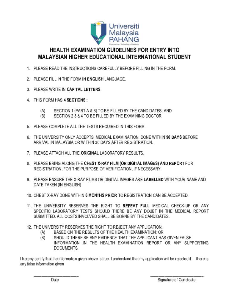 Fillable Online ir.unimas.my202161HEALTH EXAMINATION GUIDELINES FOR ...