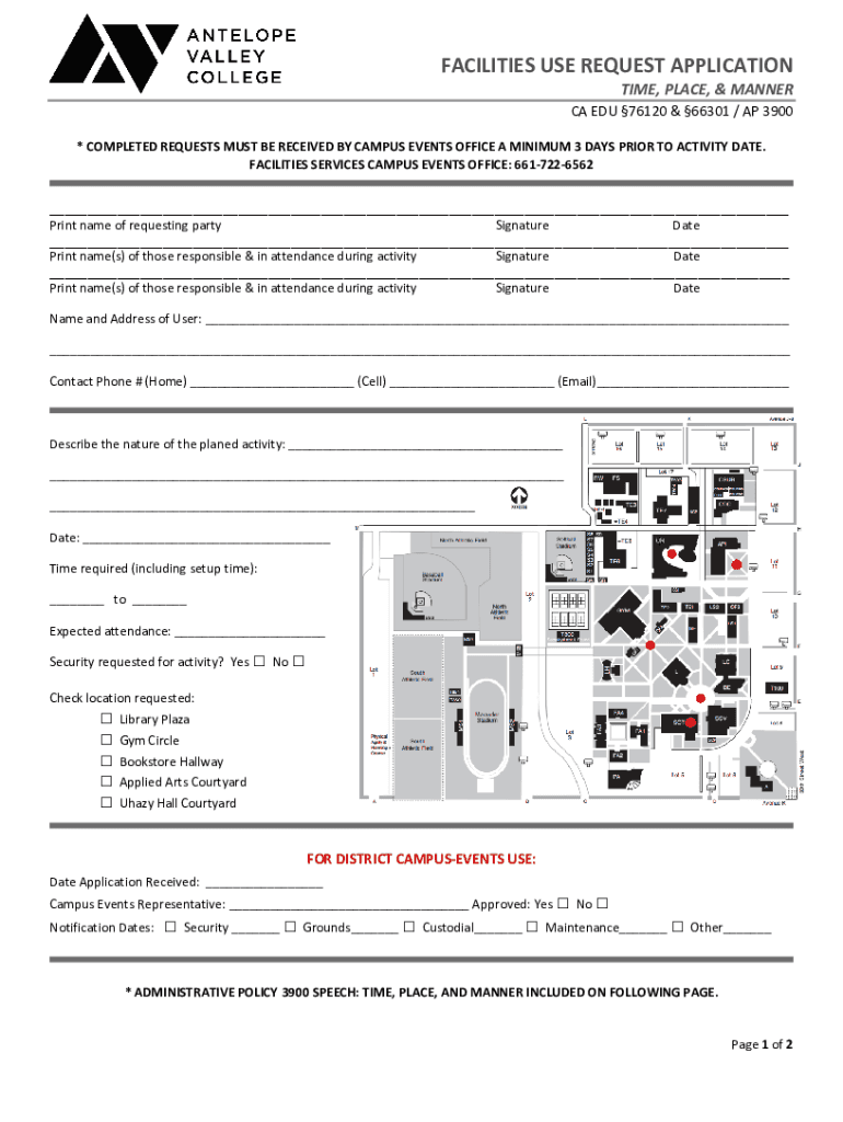 Fillable Online www.avc.edusitesdefaultFACILITIES USE REQUEST ...