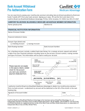 Fillable Online Bank Account Withdrawal Pre-Authorization Form. Bank ...