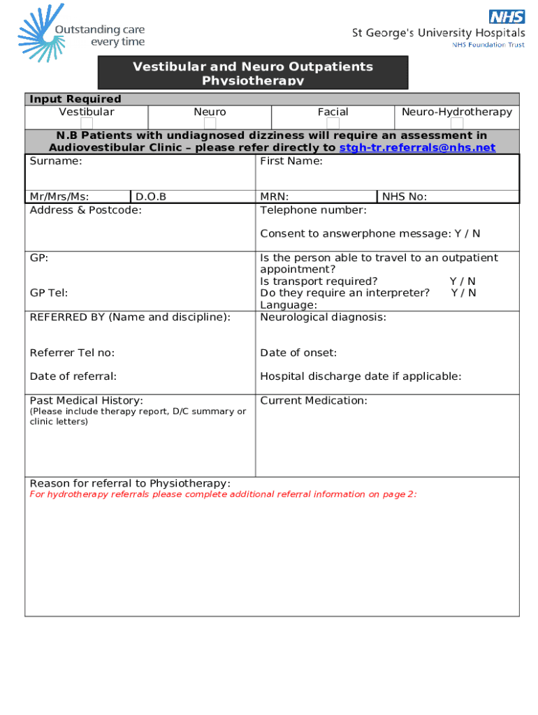 REFERRAL - St George's Doc Template | pdfFiller