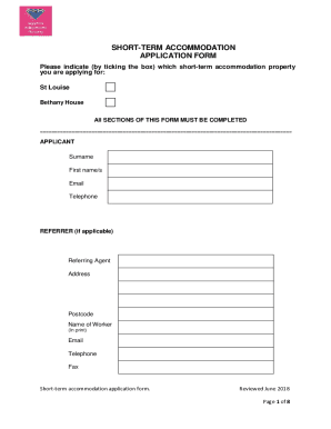 Fillable Online Fillable Online SHORT-TERM ACCOMMODATION APPLICATION ...
