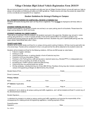 Fillable Online Student-Vehicle-Registration-2018-2019 Fax Email Print ...