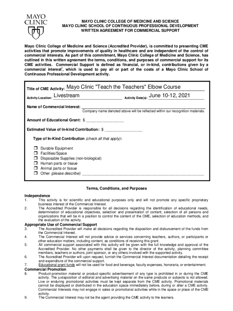 Fillable Online ce mayo ce.mayo.edusitesdefaultLETTER OF AGREEMENT ...