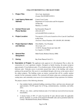 Fillable Online Page 1 of 70 CEQA ENVIRONMENTAL CHECKLIST FORM 1 ...
