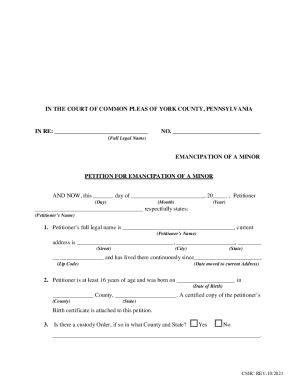 Fillable Online EMANCIPATION INSTRUCTIONS/FORMS USE EMANCIPATION ...