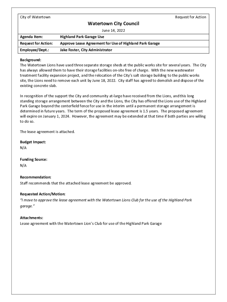 Fillable Online www.watertownmn.govAgendaCenterViewFileCity of Watertown Request for Action ...