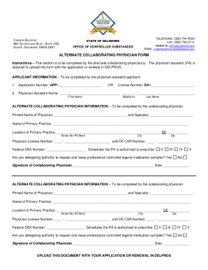 Fillable Online CSR ALTERNATE COLLABORATING PHYSICIAN FORM Fax Email Print - pdfFiller