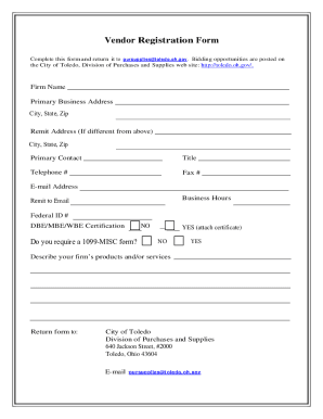 Fillable Online Vendor Registration Form Template - registrationformtemplate.com Fax Email Print ...