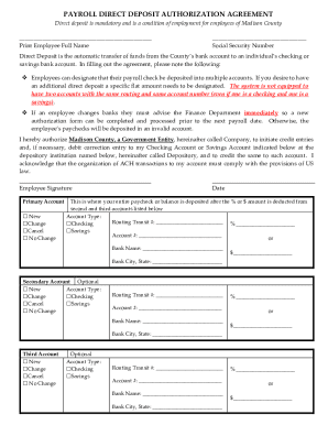 Fillable Online Free Direct Deposit Authorization Form - PDFWordeFormsMandatory Direct ...