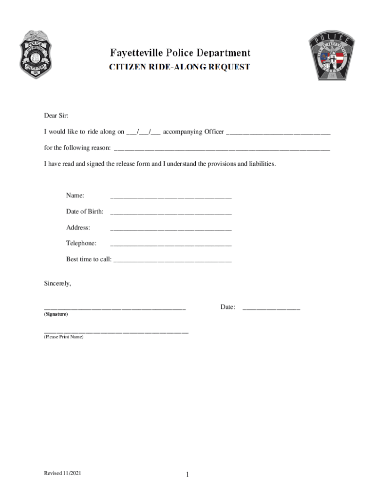 Fillable Online kemahpolice.orgwp-contentuploadsCIVILIAN RIDE ALONG ...