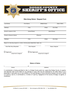 Fillable Online Ride Along Waiver / Request Form Fax Email Print ...
