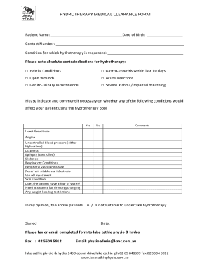 Fillable Online hydro medical clearnce form Fax Email Print - pdfFiller
