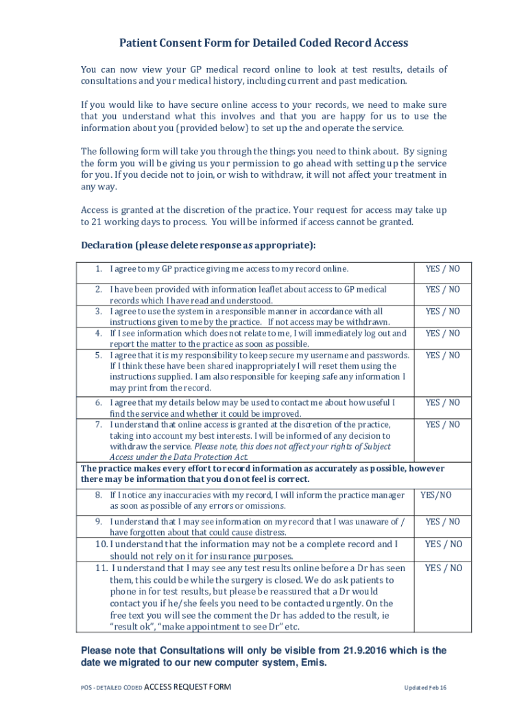 Fillable Online POS - detailed coded access request form Fax Email ...