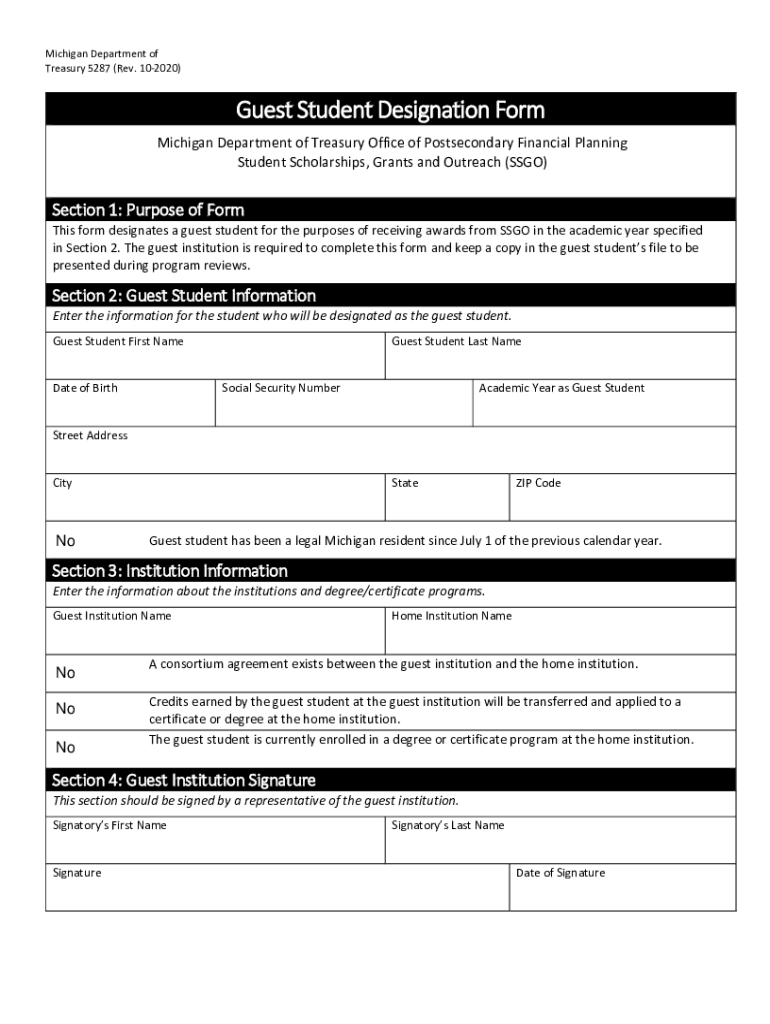 Fillable Online Guest Student Designation Form Fax Email Print - pdfFiller