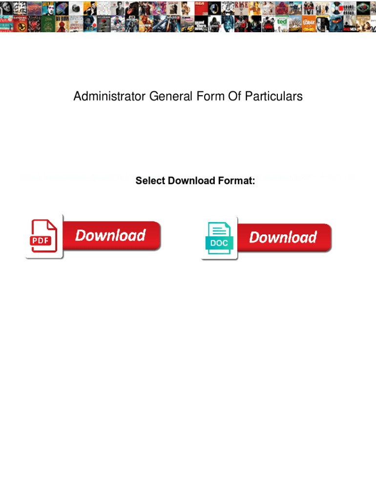 Fillable Online Administrator General Form Of Particulars ...
