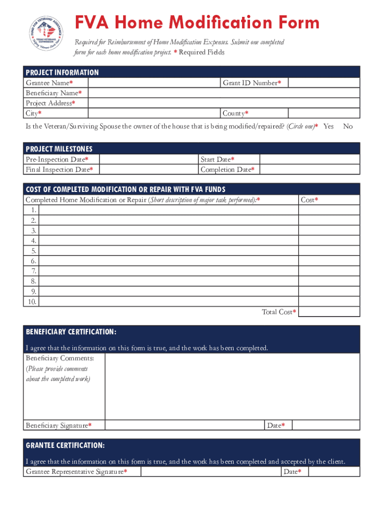 Fillable Online FVA Home Modification Form Fax Email Print - pdfFiller