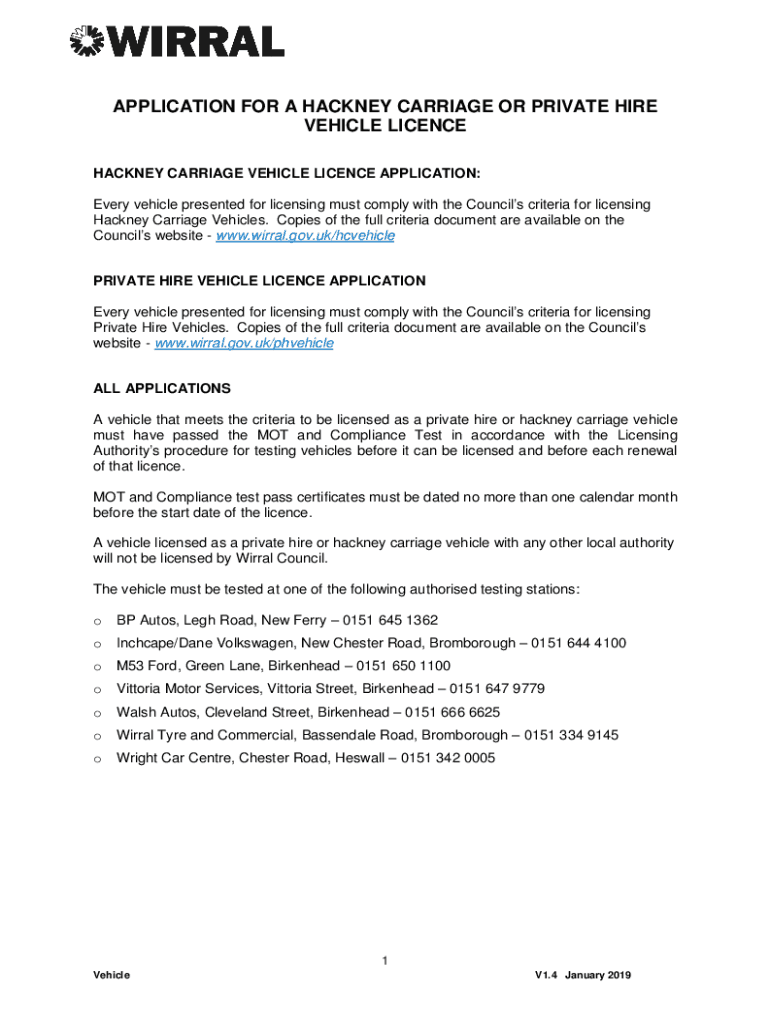 Fillable Online Vehicle Licence application form Jan 19 Fax Email Print ...