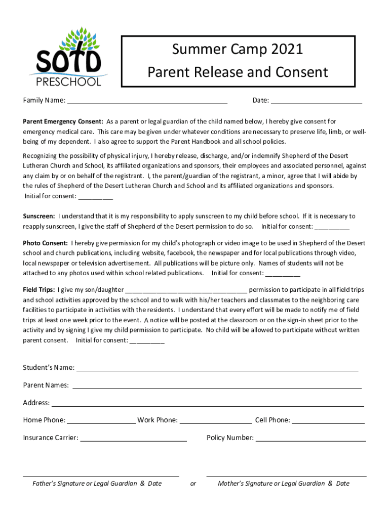 Fillable Online www.clministry.comwp-contentuploads2021 Summer Camp ...