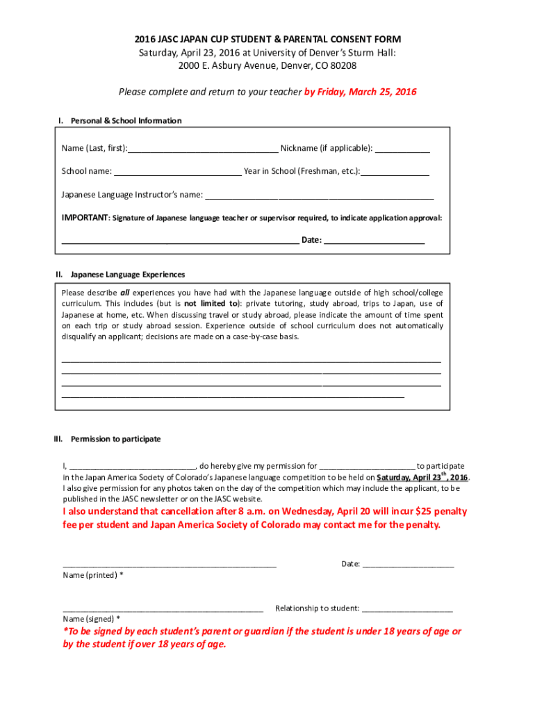 Fillable Online Parental Consent Form For Student Participation In The Pepco: Fill ... Fax Email ...
