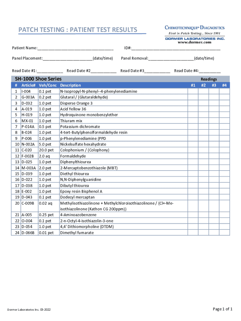 Fillable Online Patient Guide to Patch Testing - Contact Dermatitis ...