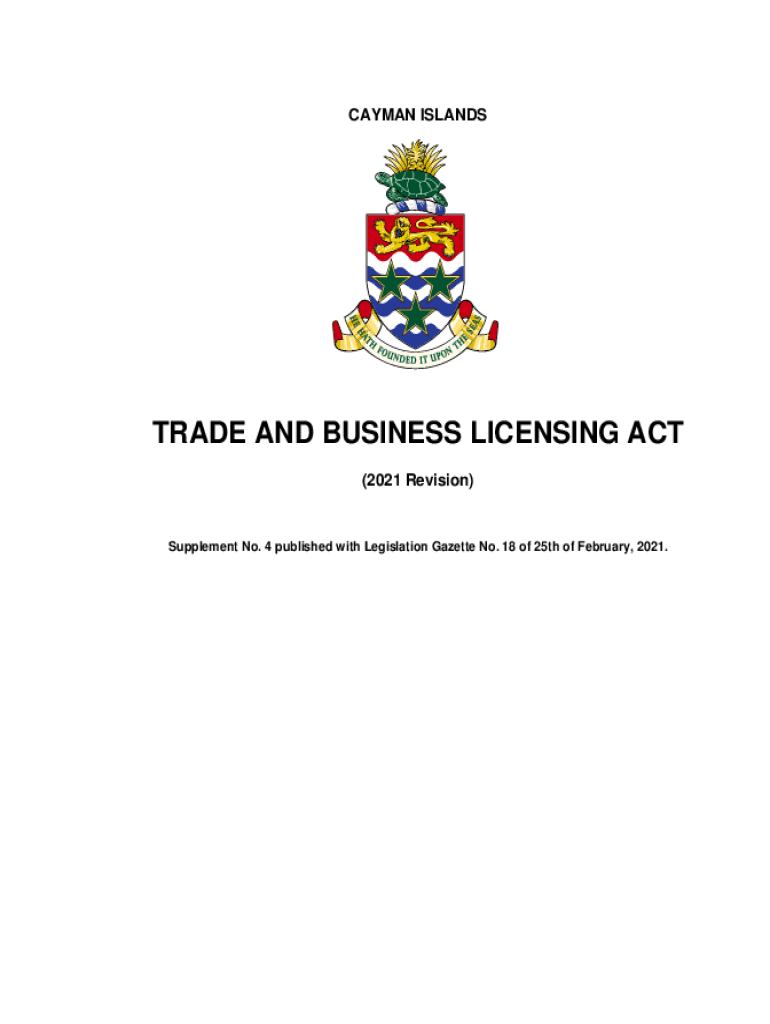 Fillable Online gazettes gov Trade and Business Licensing Act. Cayman ...