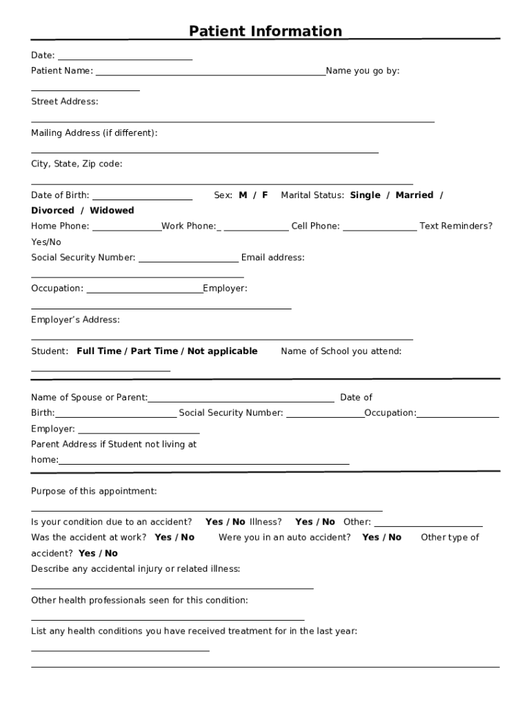 www.coursehero.comfile99604795Patient Ination .pdf - PATIENT INATION ... Doc Template | pdfFiller