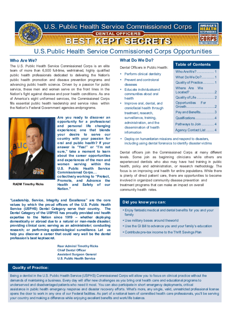 Fillable Online dcp psc USPHS Dental Officers Best Kept Secrets. USPHS ...