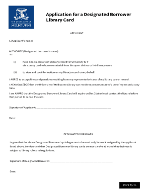Fillable Online library unimelb edu Application for a Designated ...