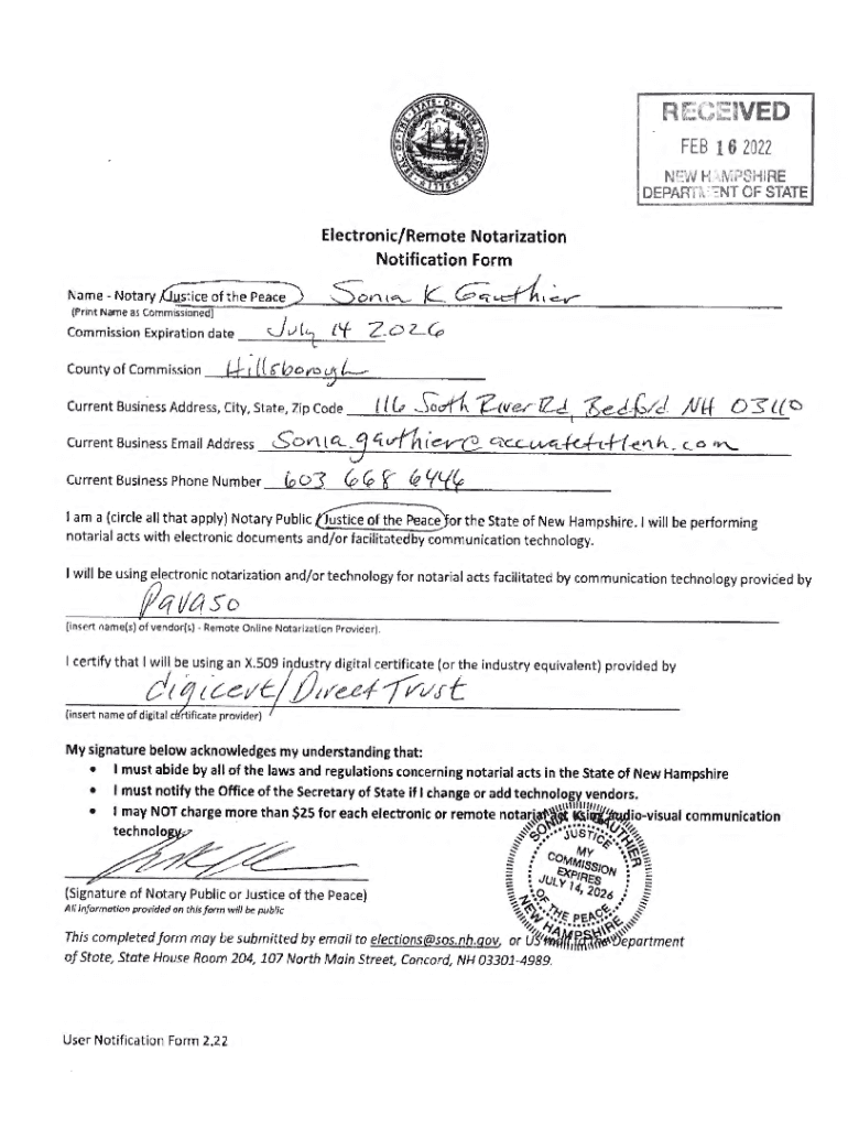 Fillable Online sos nh sos.nh.govmediaq2wdnthzElectronic/Remote ...