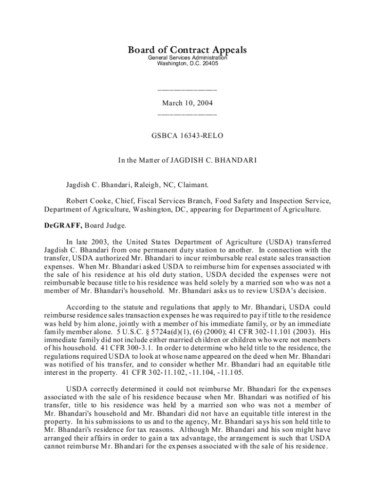 Fillable Online www.gsbca.gsa.gov relo s1634310Board of Contract ...