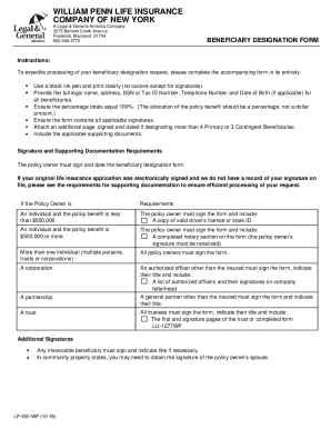 Fillable Online www.centurionagencyltd.com williampennpolicyWILLIAM ...