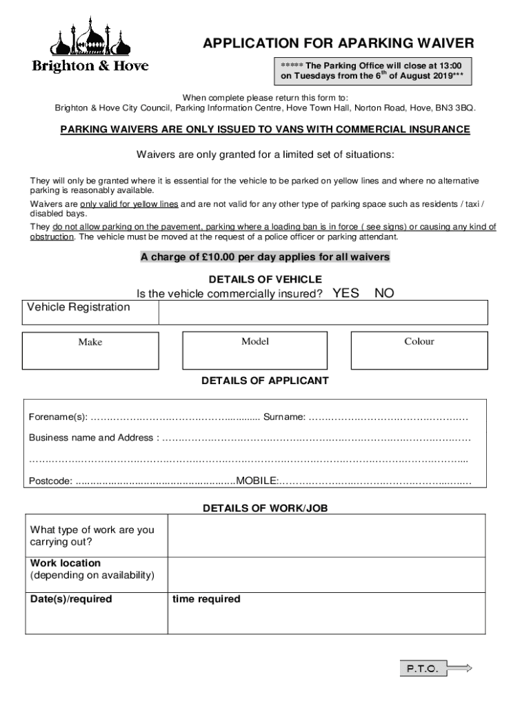 Fillable Online www.uslegalforms.com152960-parking-waiver-formParking ...