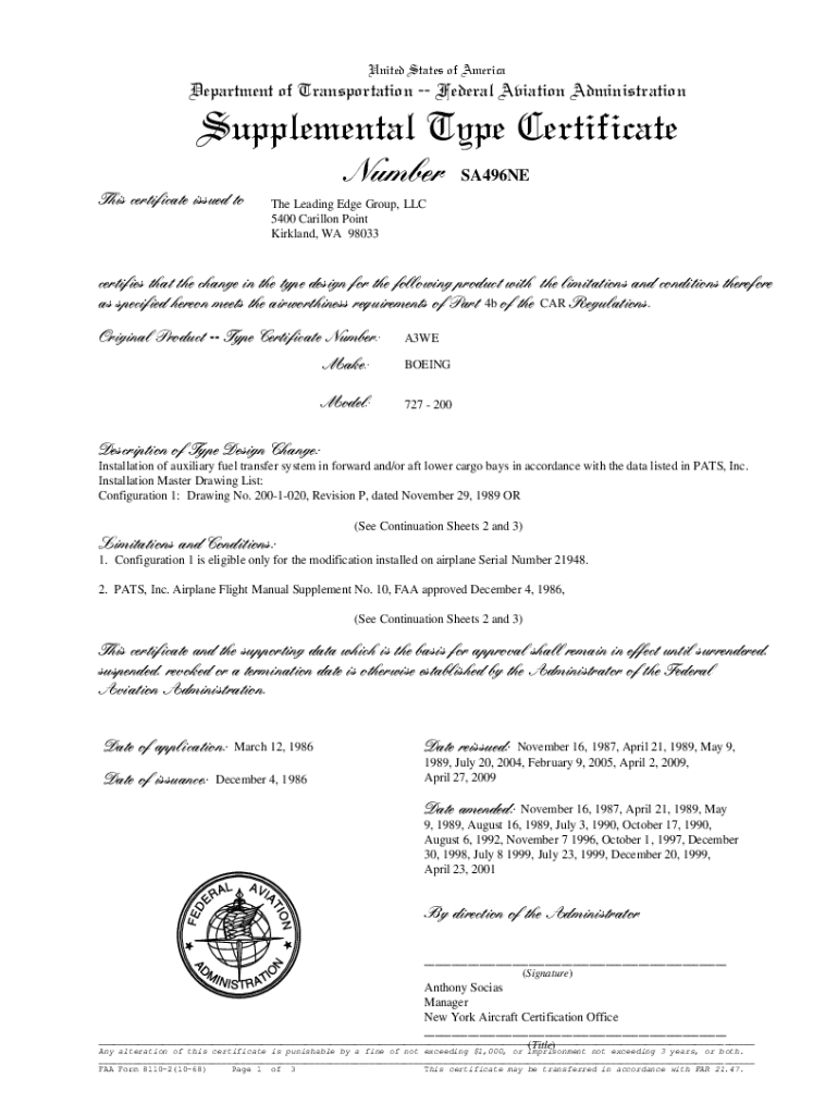 Fillable Online rgl faa United Department Transportation - Federal ...