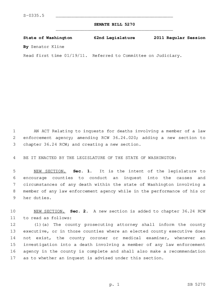 Fillable Online apps leg wa S-0335.5 SENATE BILL 5270 State of W Fax ...
