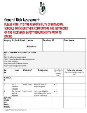 Risk Assessment - Young Worker / Trainee Doc Template | pdfFiller