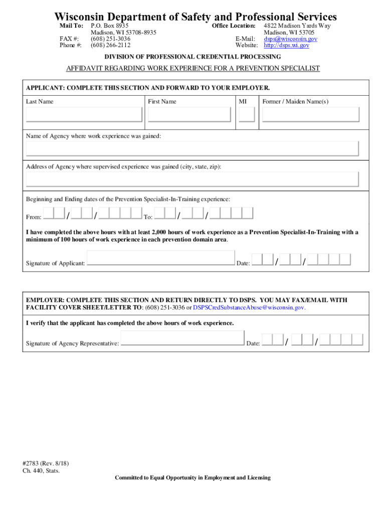 Fillable Online dsps wi WI Form 809 2018-2022 - Fill and Sign Printable ...