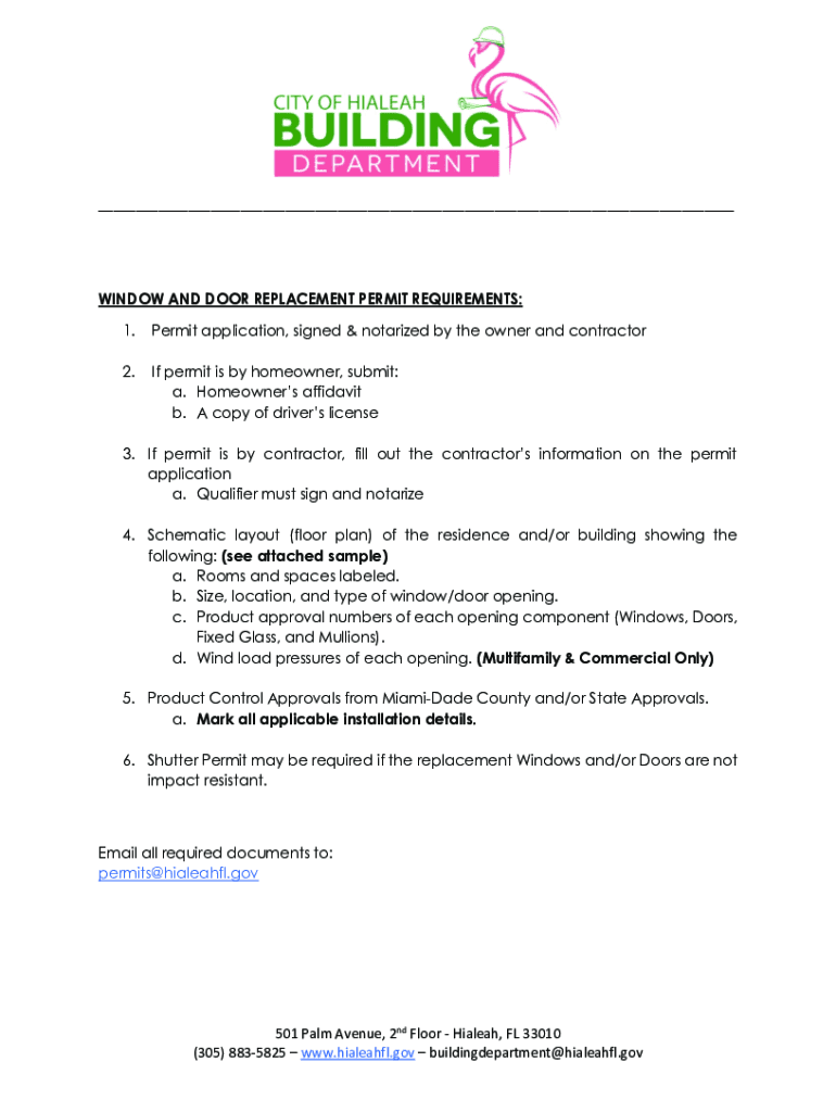 Fillable Online www.oaklandparkfl.govDocumentCenterViewWINDOW/DOOR ...