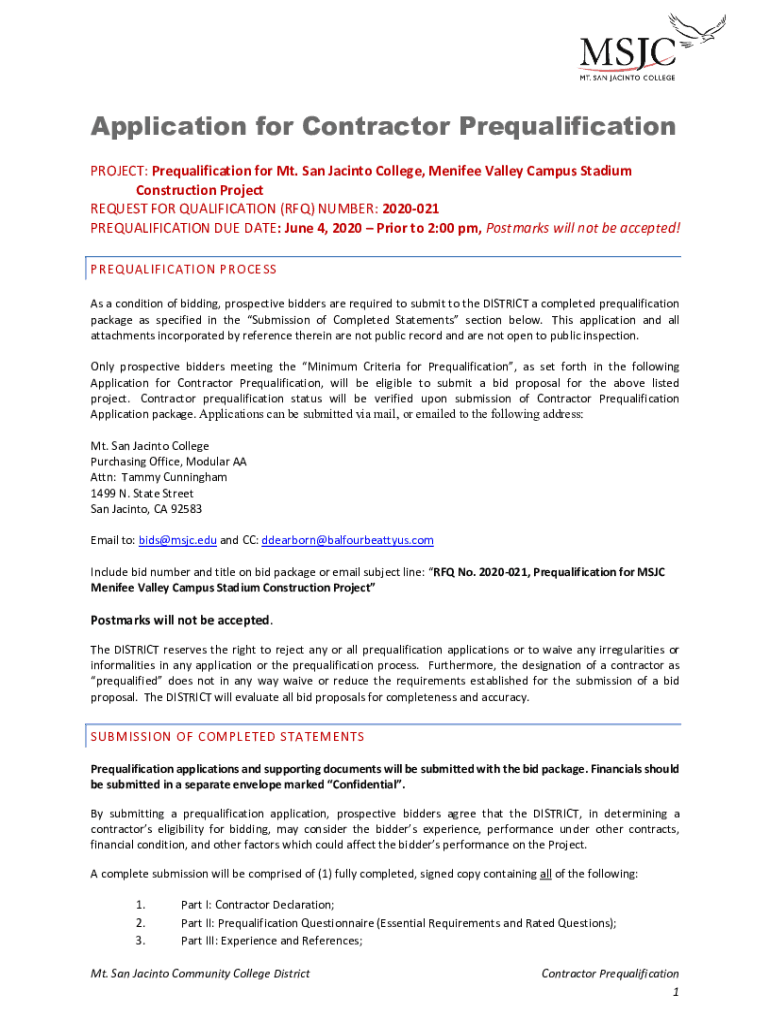 Fillable Online CONTRACTOR PRE-QUALIFICATION APPLICATION - Ballad Health Fax Email Print - pdfFiller
