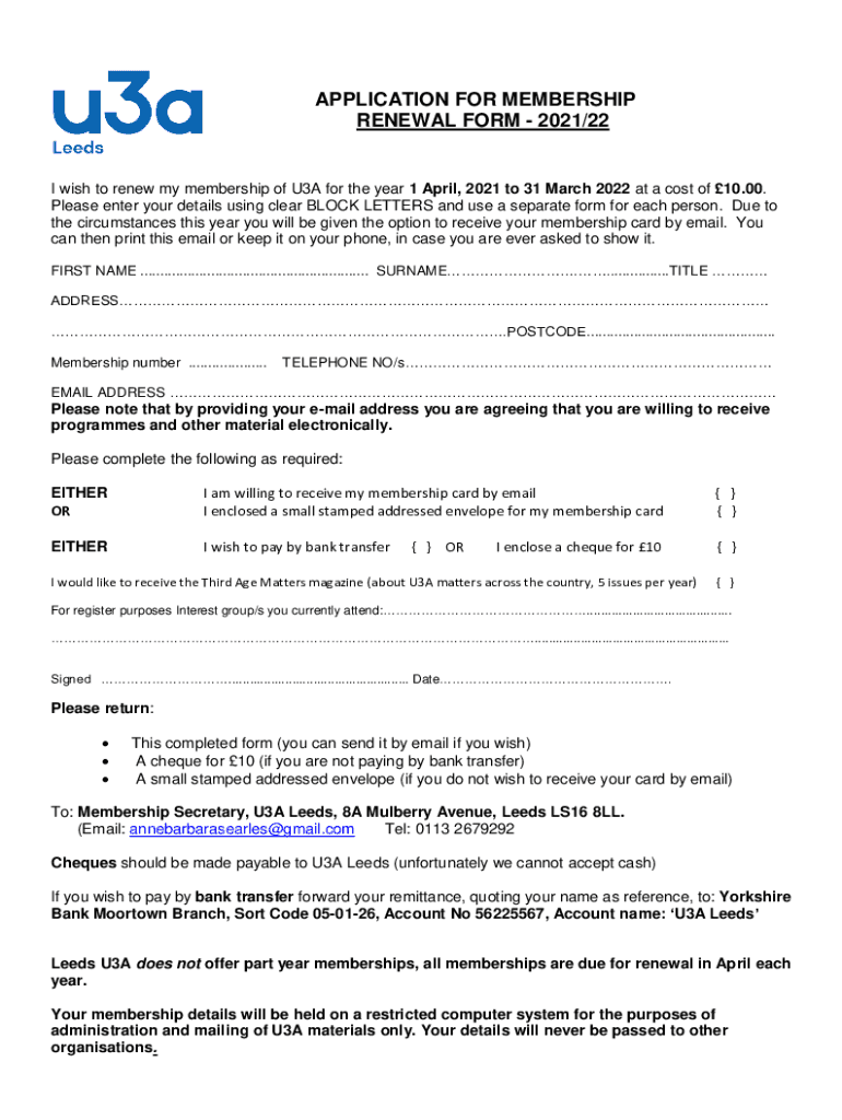 Fillable Online www.u3aleeds.org.uk Documents 2021-renewalAPPLICATION ...